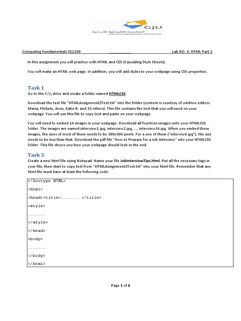 CS115 Lab 6 | PDF | Html | Html Element