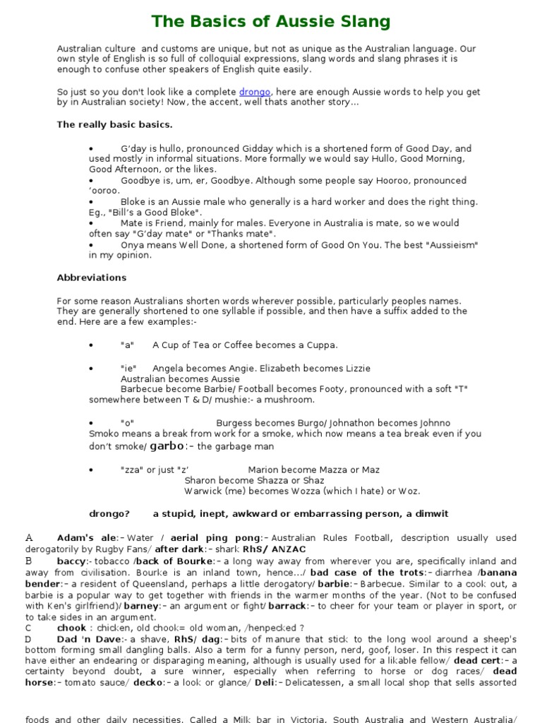 Aussie Slang | PDF