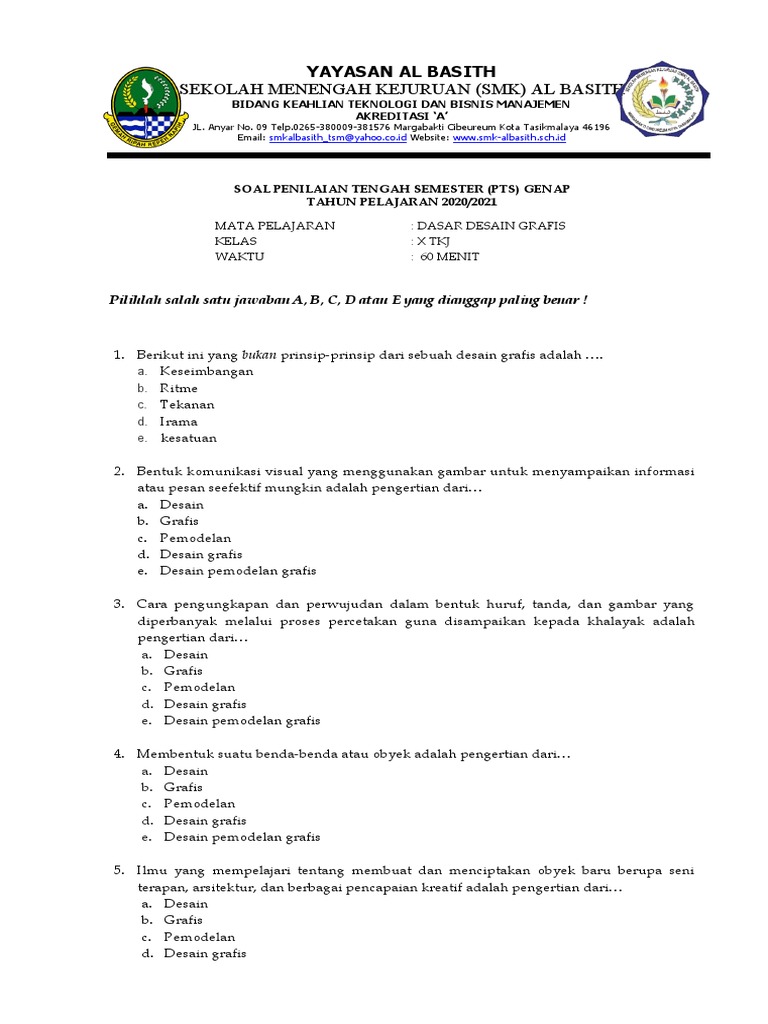 Soal PTS Kelas X TKJ DDG | PDF