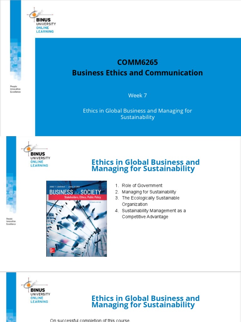 PPT-7 - Ethics in Global Business and Managing For Sustainability | PDF ...