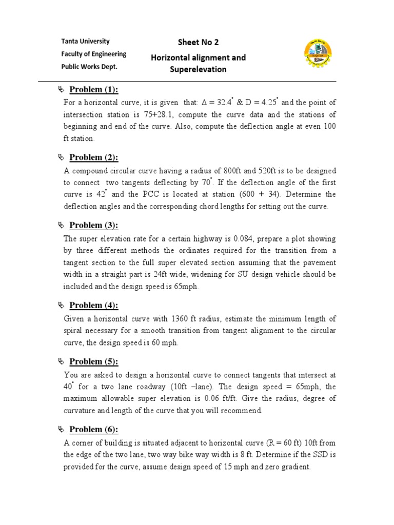 Sheet 2 Horizontal Alignment | PDF | Lane | Slope
