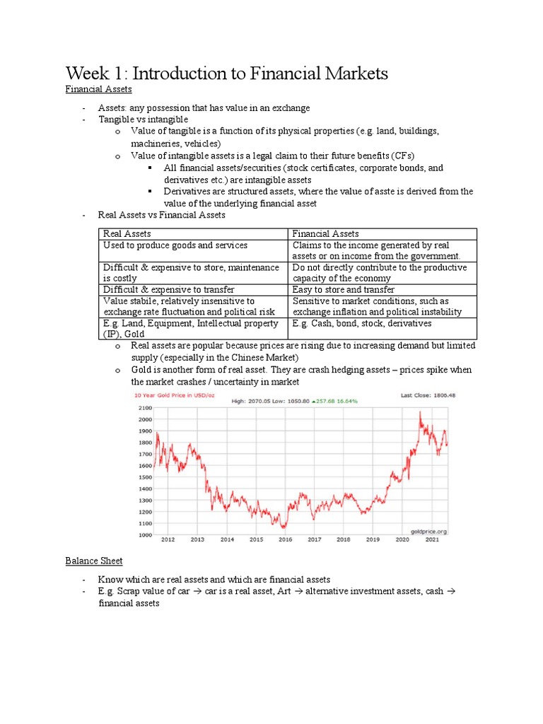 Week 1: Introduction To Financial Markets | PDF | Investing | Banks