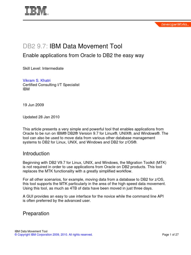 IBM Data Movement Tool | PDF | Ibm Db2 | Oracle Database