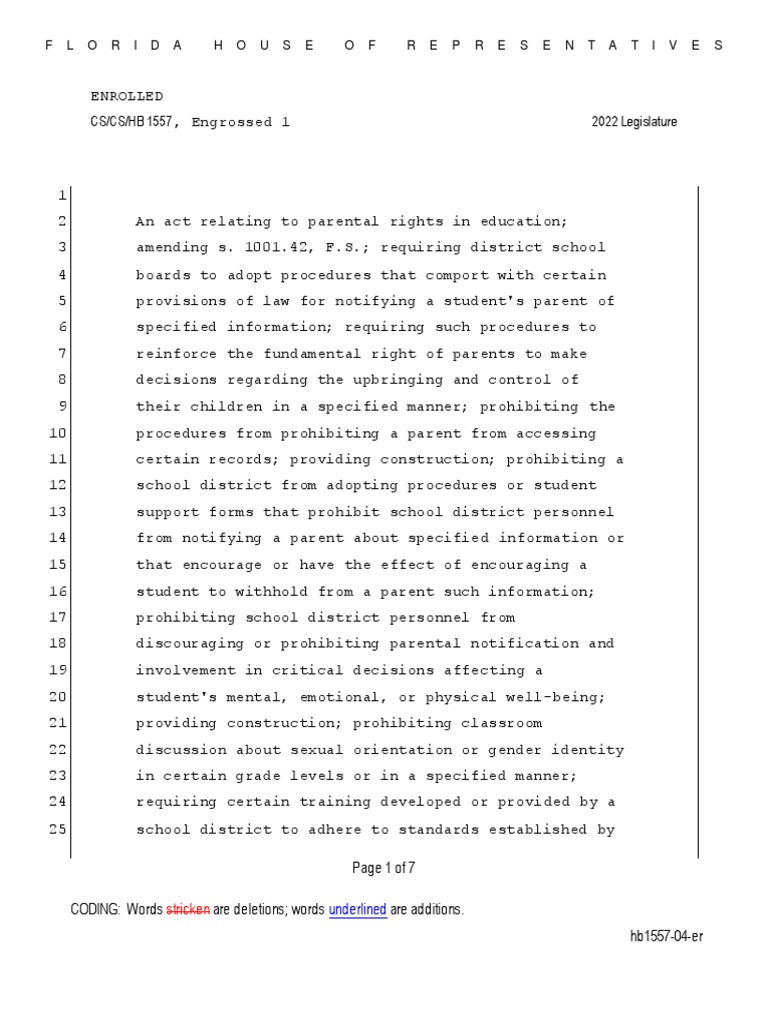 Parental Rights in Education Bill | PDF | Injunction | Equity (Law)