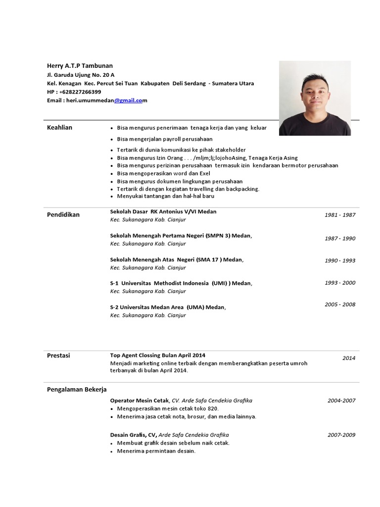 CV Arman Mulyadin Oktober 2019 | PDF | Bisnis