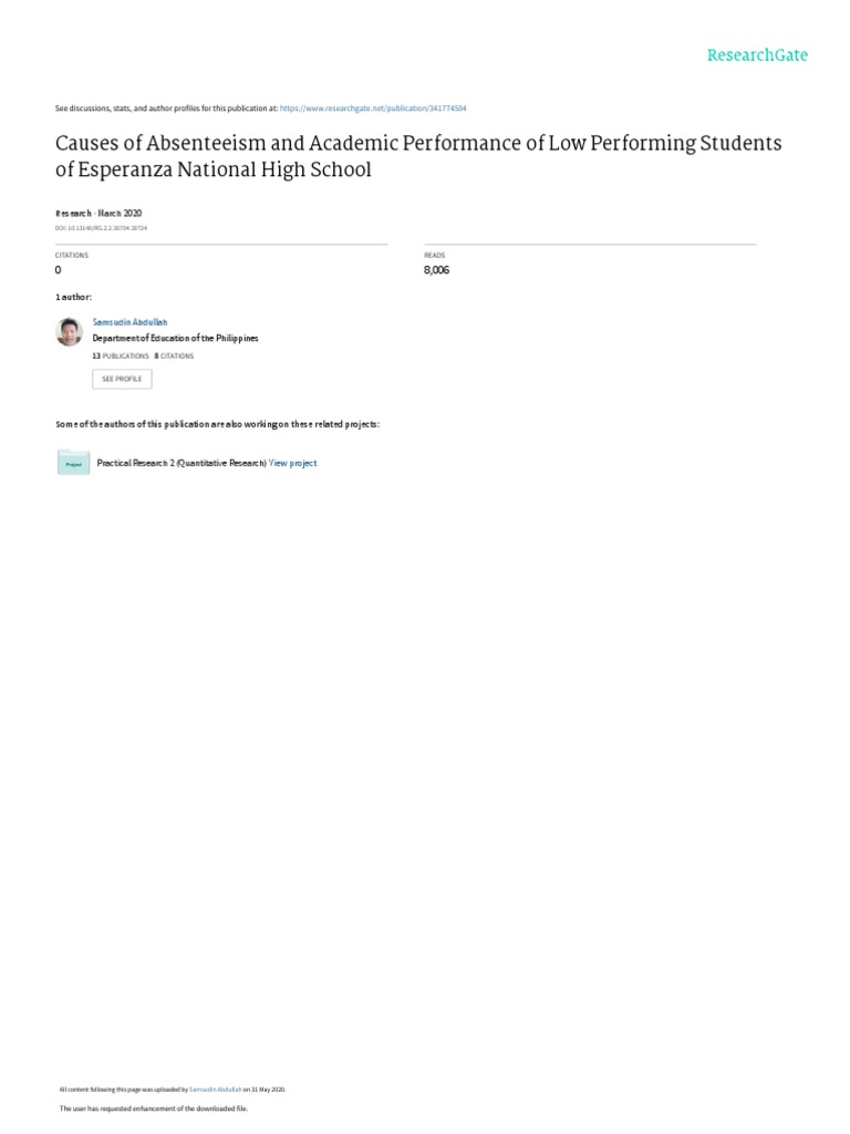Absenteeism's Impact on Student Performance | PDF | P Value | Survey ...