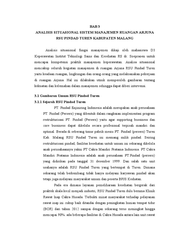 Analisis Manajemen RSU Pindad Turen | PDF