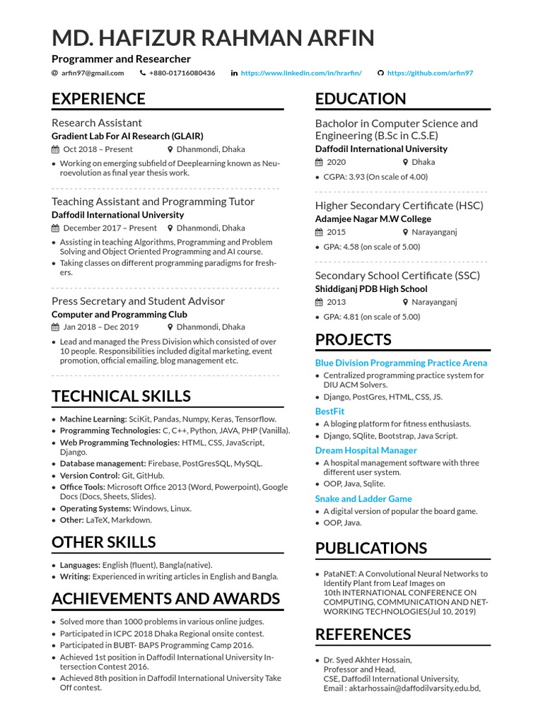 Hafizur Rahman Arfin: Profile Overview | PDF | Computer Programming | Computer Engineering