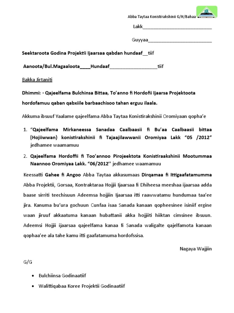 Qajelfama ATKonistrakshini Hojii Ijaarsa Projekti Motumaa Ke | PDF