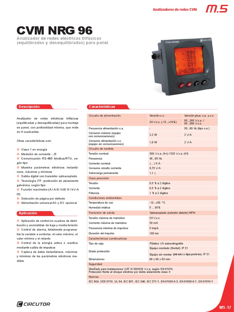 Circutor CVM-NRG96 Serie Datasheet | PDF | Corriente alterna ...
