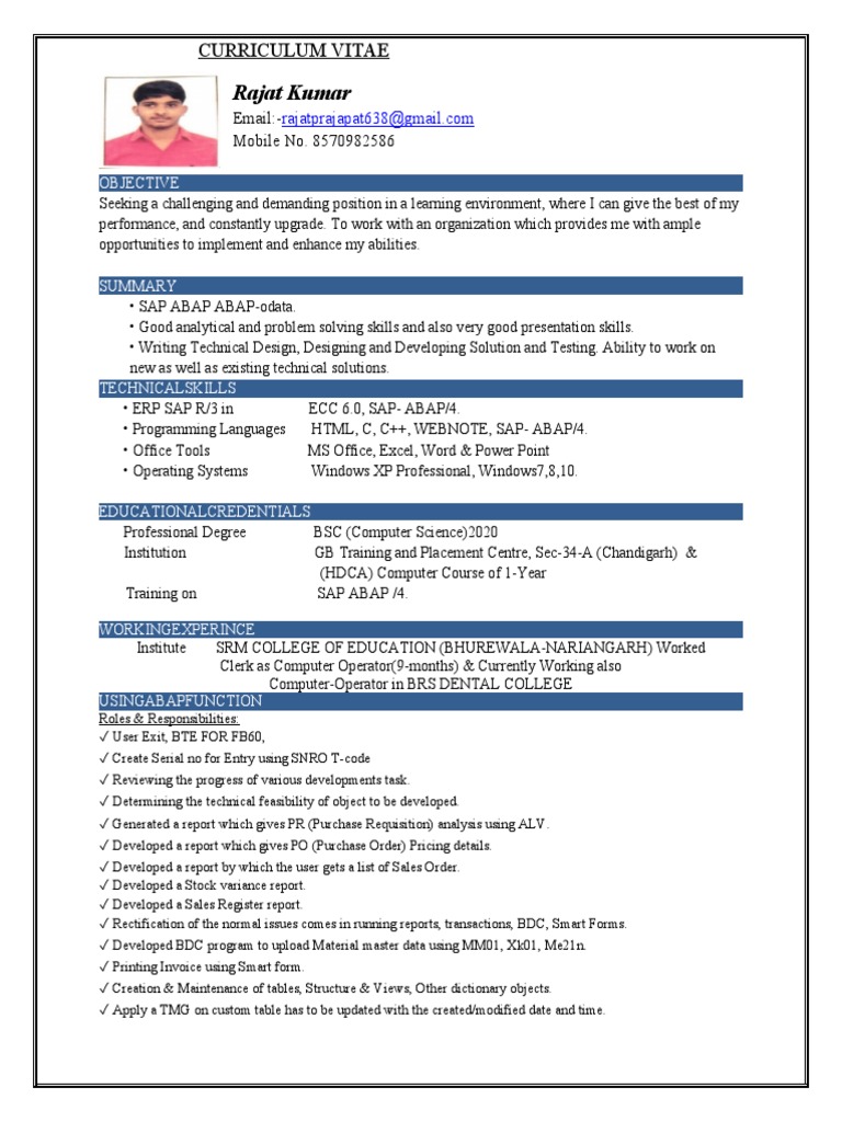 Rajat Kumar Sap Abap Pdf Information Technology Information 5376