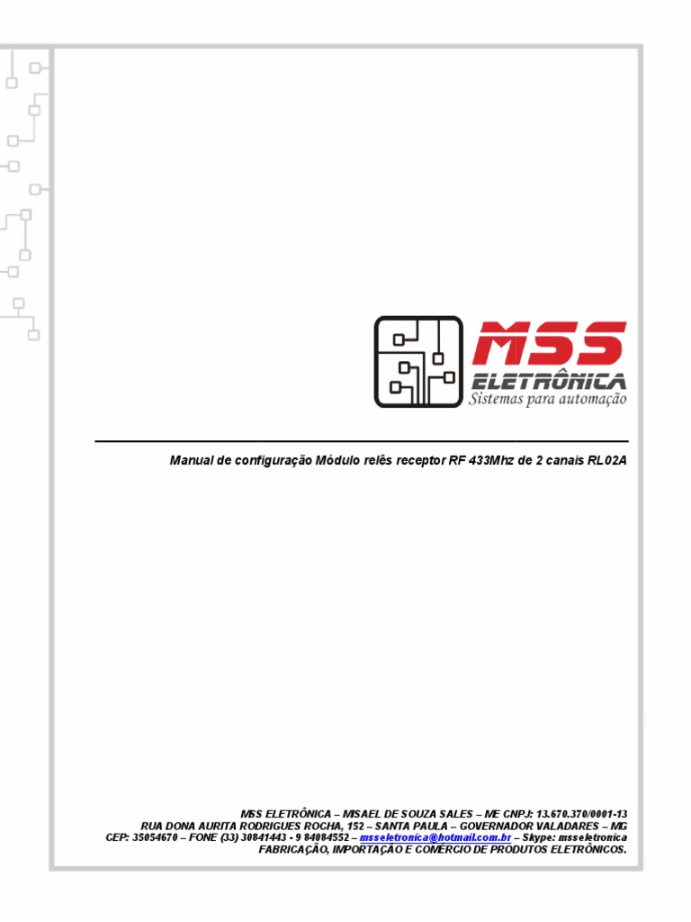 Manual de configuração do módulo de relês receptor RF 433Mhz de 2 ...
