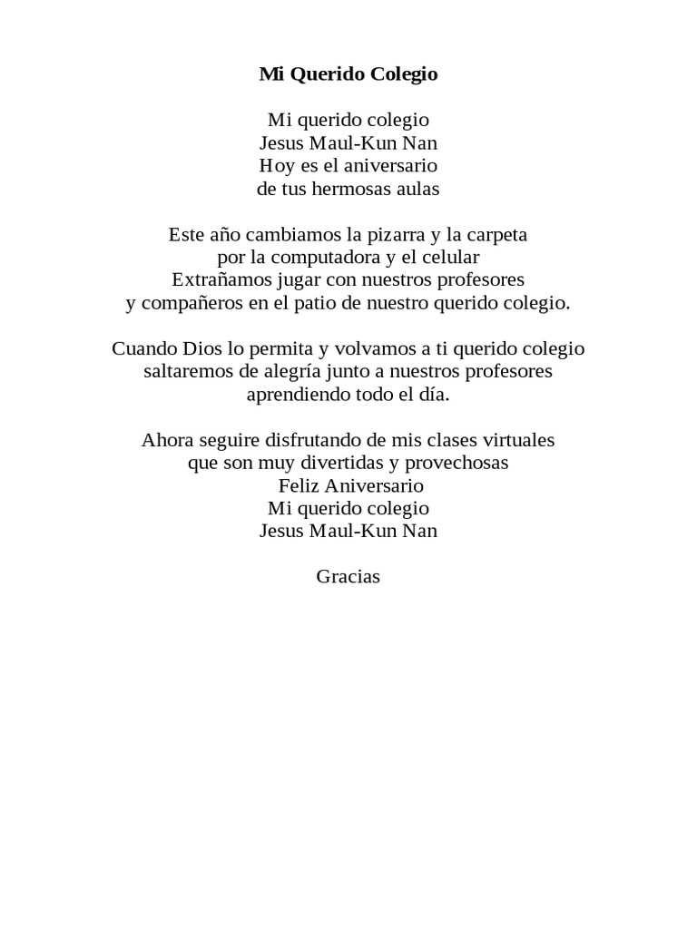 Mi Querido Colegio | PDF