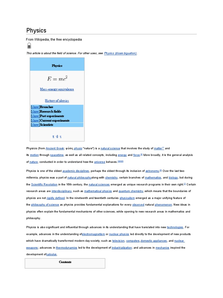 Physics: From Wikipedia, The Free Encyclopedia | PDF | Physics ...