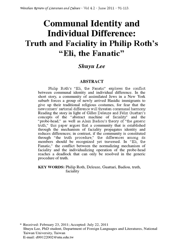 Communal Identity and Individual Difference - Truth and Faciality in ...