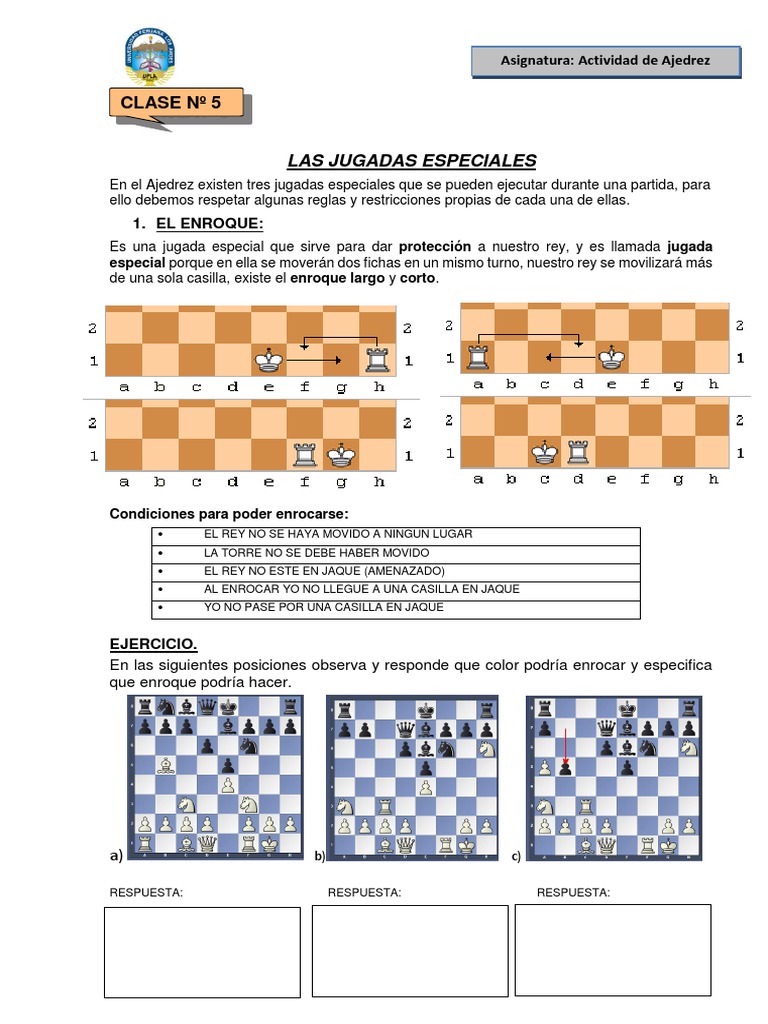 Jugadas Especiales El Enroque, Captura Al Paso | PDF
