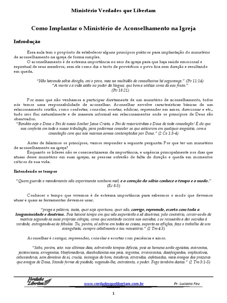 Como Implantar o Ministério de Aconselhamento Na Igreja | PDF | Autoajuda