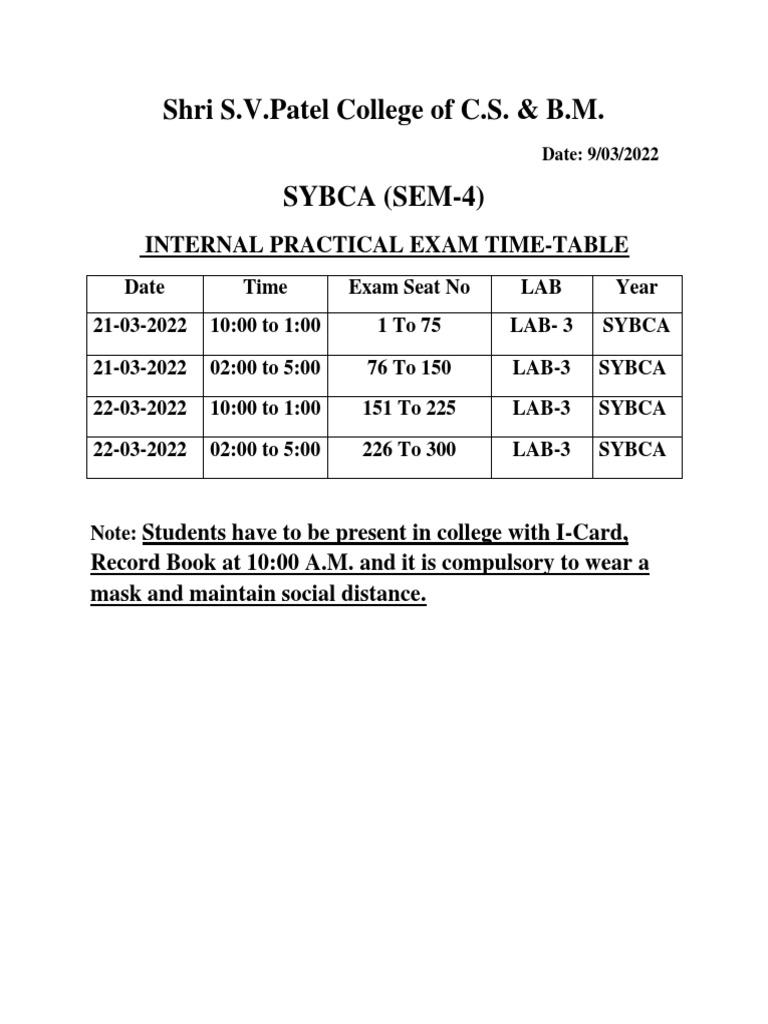 SYBCA Sem4 Internal Pactical Exam 2022 | PDF | Career & Growth