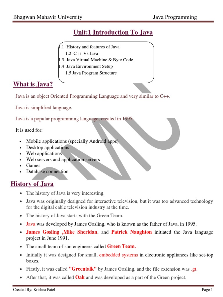 CH - 1 - Introduction To Java | PDF | Java Virtual Machine | Java ...