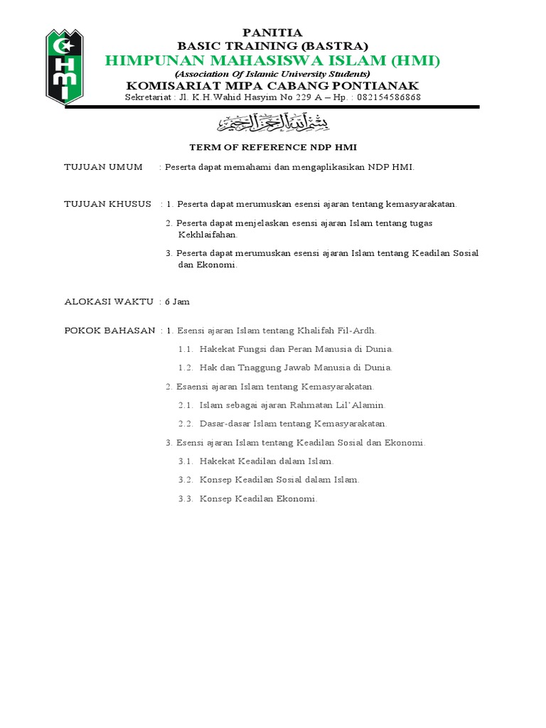 Term of Reference NDP Hmi | PDF