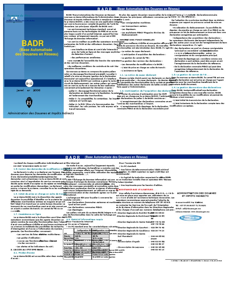 Système BADR : Gestion Douanière Efficace | PDF | l'Internet | Informatique
