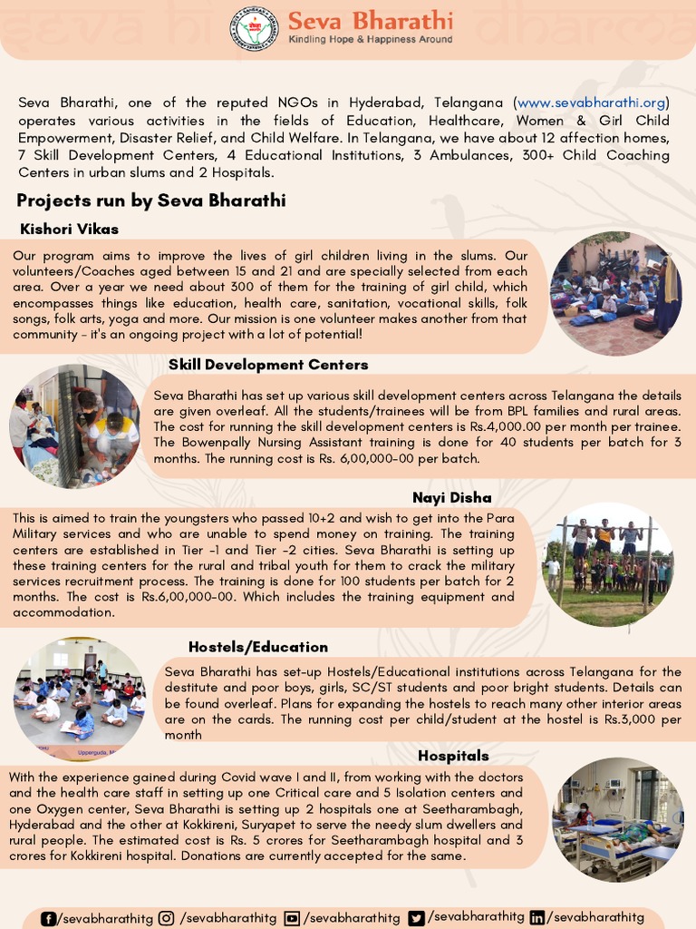 Seva Bharathi Telangana Leaflet A4 | PDF