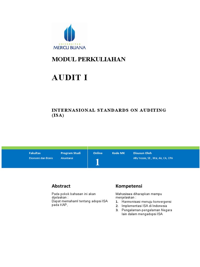 Modul Audit I Tm1 | PDF | Karier & Perkembangan | Pengelolaan Keuangan & Uang