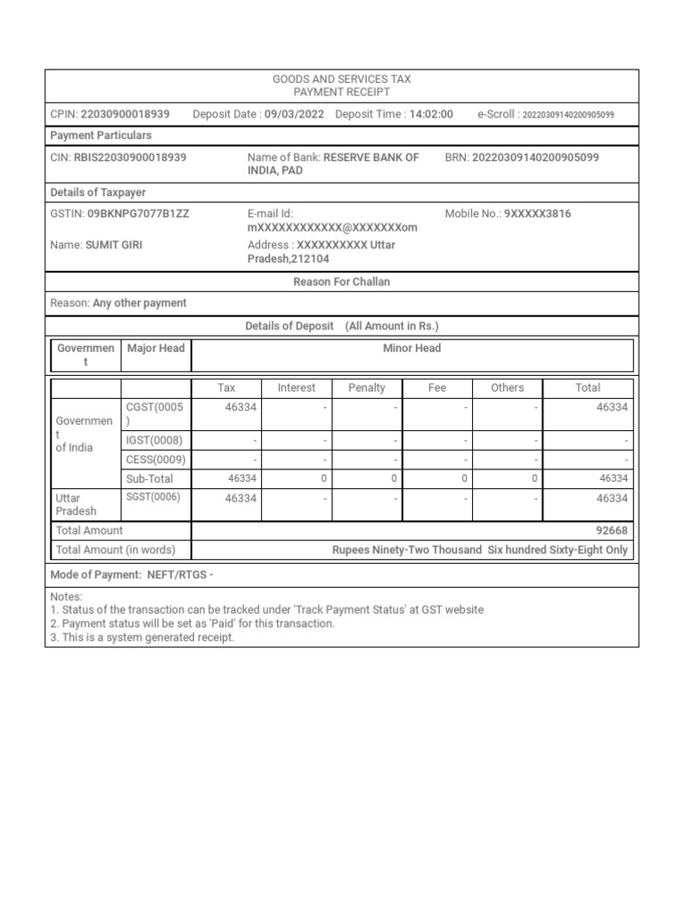 GST-Challan Receipt | PDF