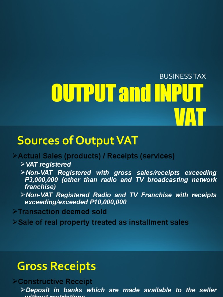 Output and Input VAT: Business Tax | PDF | Value Added Tax | Taxes