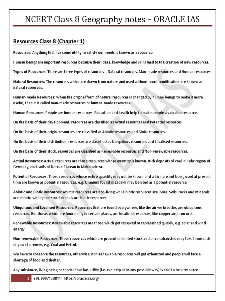 NCERT Class8 Geography Notes | PDF