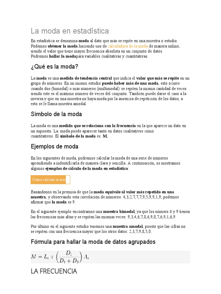 La Moda en Estadística | PDF