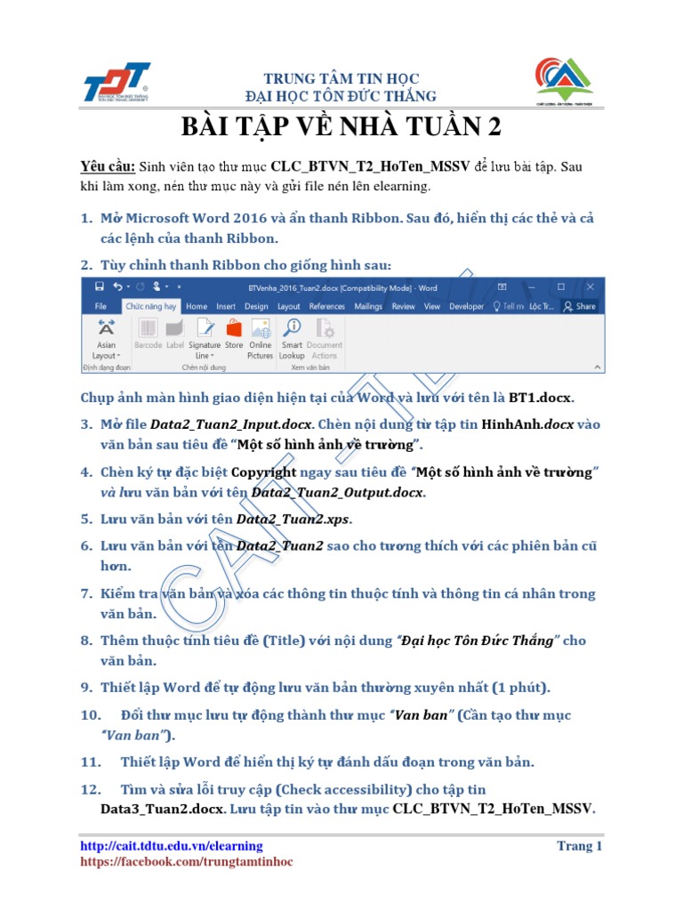 Bài Tập Về Nhà Tuần 2: Yêu Cầu: Sinh Viên Tạo Thư Mục Clc - Btvn - T2 - Hoten - Mssv Để Lưu Bài ...