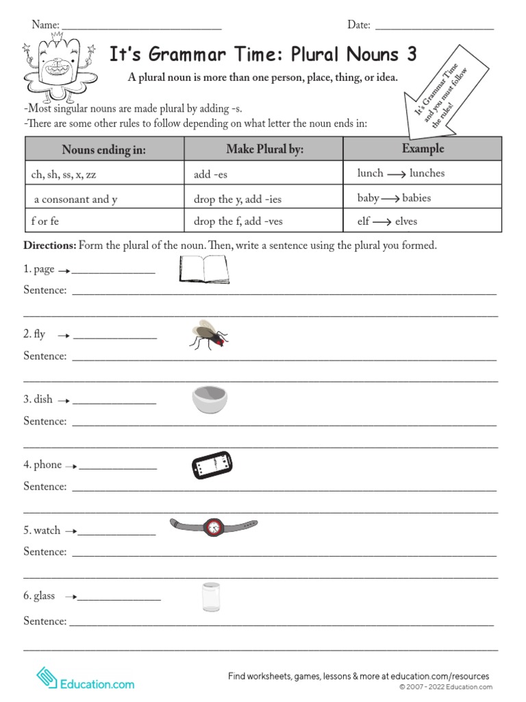 Its Grammar Time Plural Nouns 3 | PDF | Plural | Human Communication