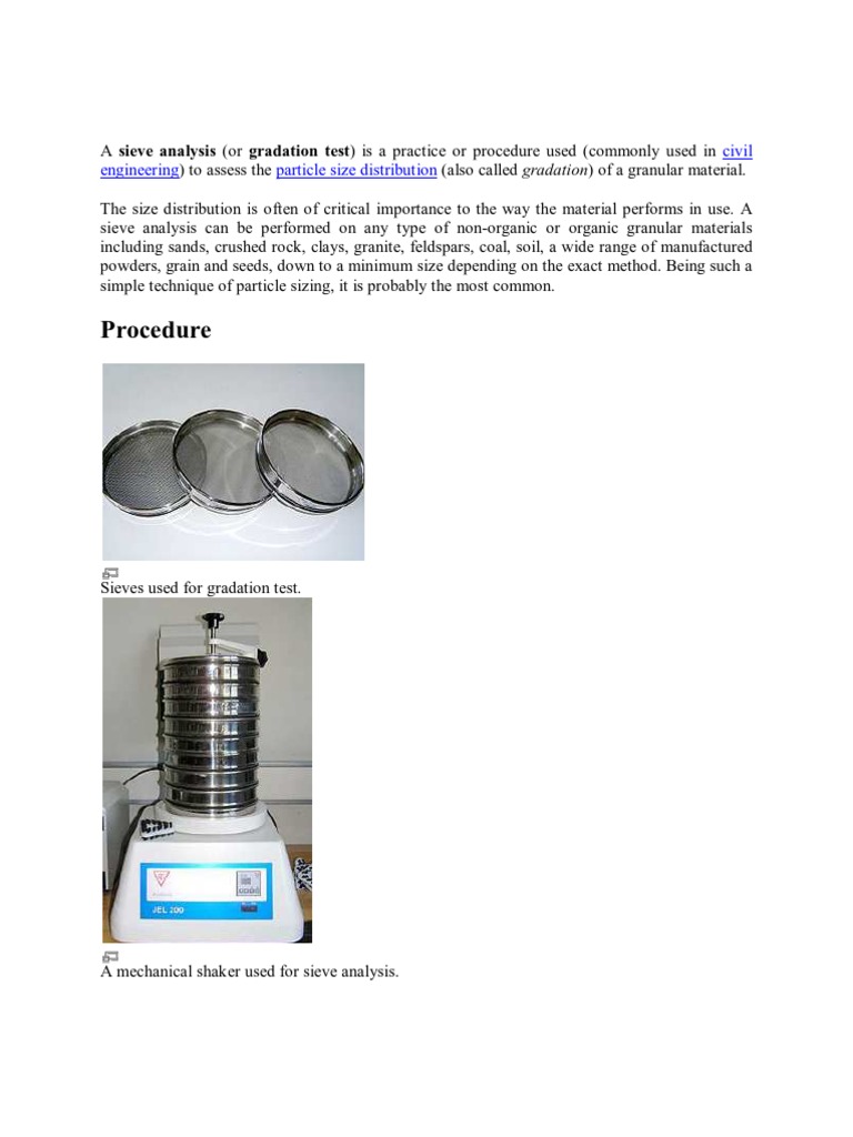 Sieve Analysis | PDF | Chemistry | Applied And Interdisciplinary Physics