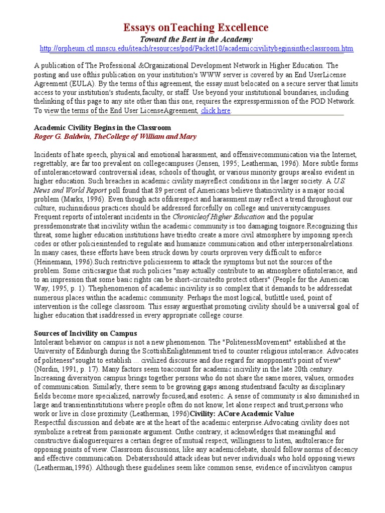 Promoting Academic Civility in Classrooms | PDF | Value (Ethics) | Learning