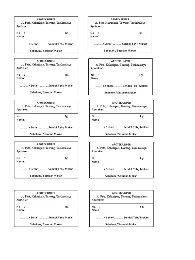 Contoh Etiket Sirup | PDF
