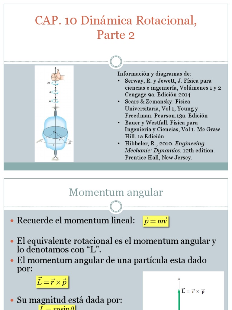 Cap 10 Dinamica Rotacional Parte 2 Sears | PDF | Momento angular | Impulso