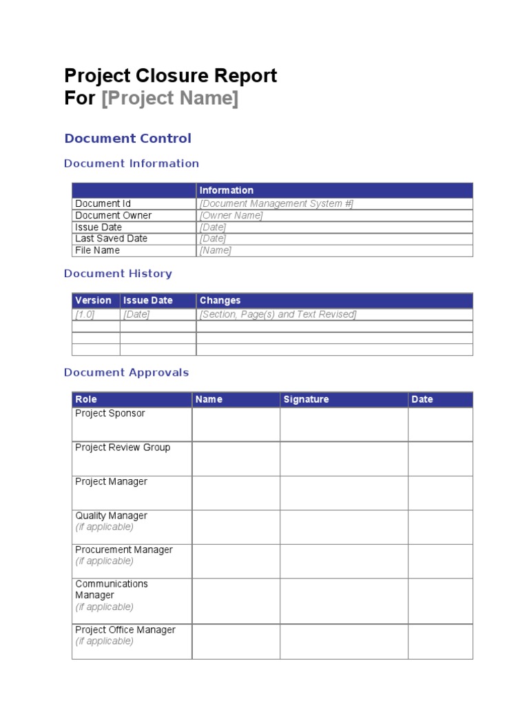 Template - Project Closure Report - 0 | PDF | Project Management | Business