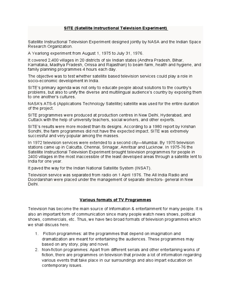 Satellite TV's Role in India's Development | PDF | Screenplay ...