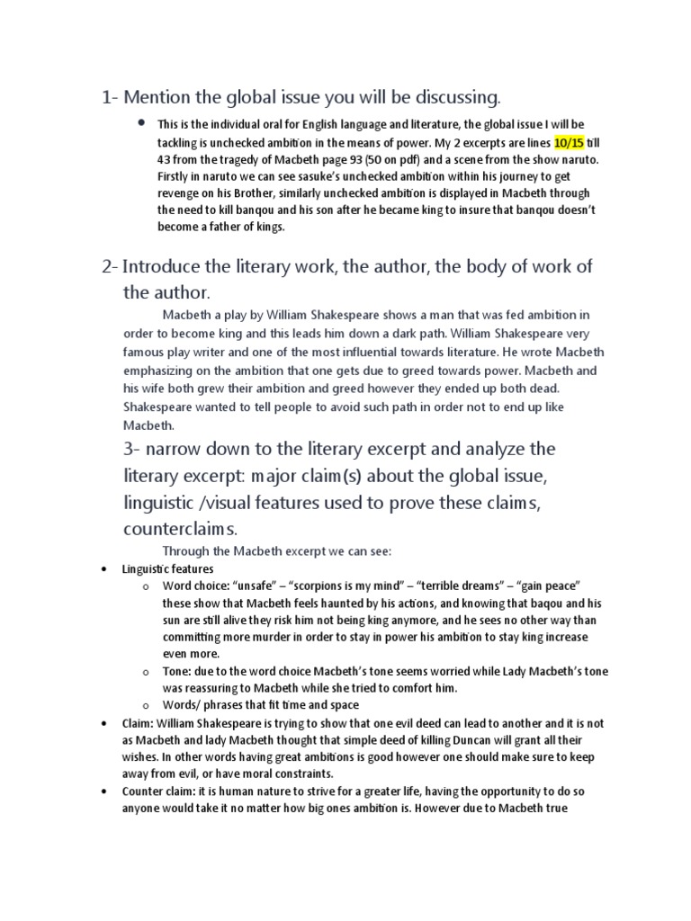 IO Outline 2 | PDF | Macbeth