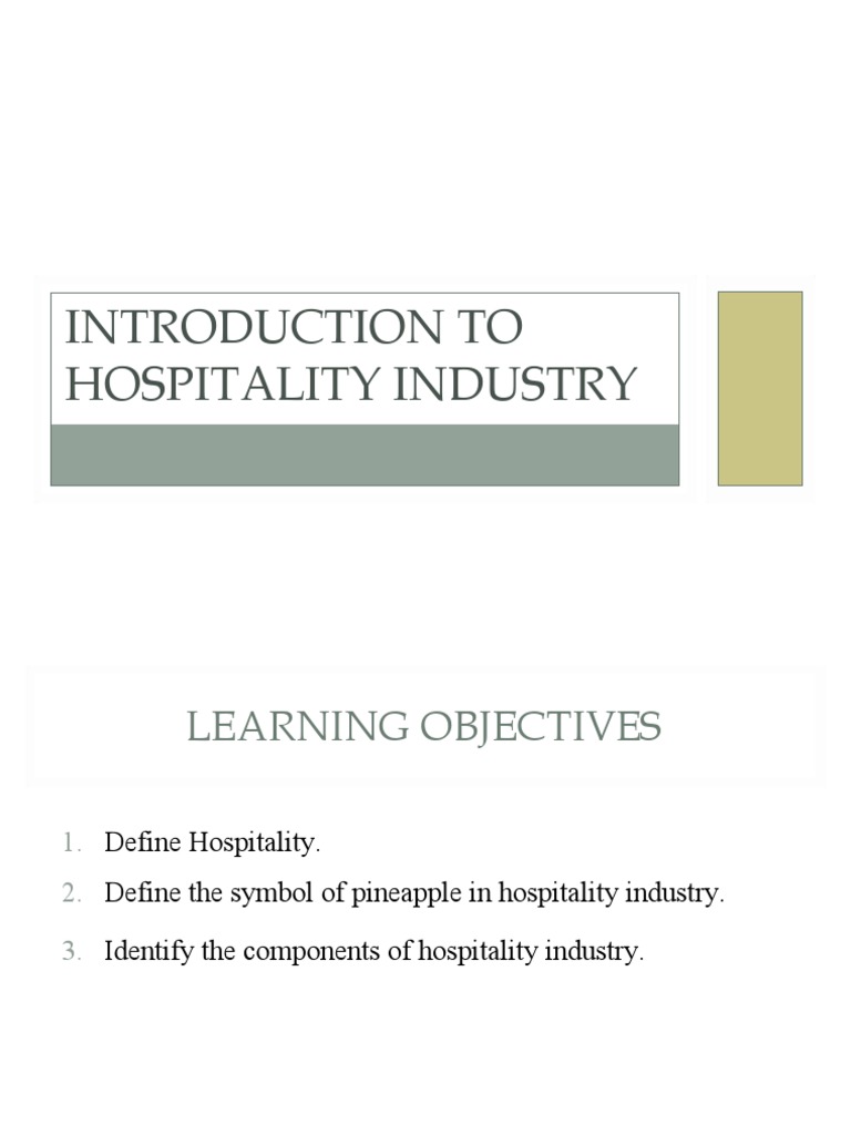 Introduction To Hospitality Industry | PDF | Hotel | Restaurants