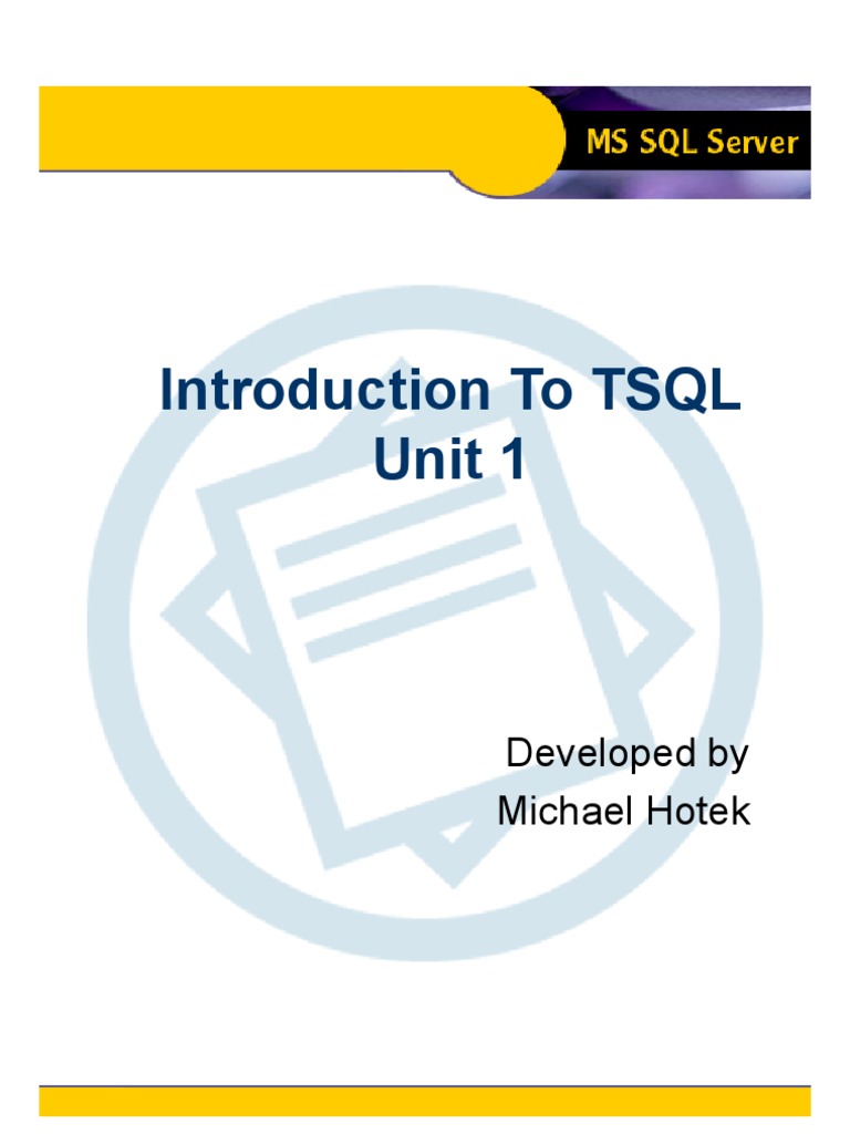 Intro To TSQL | PDF | Table (Database) | Databases