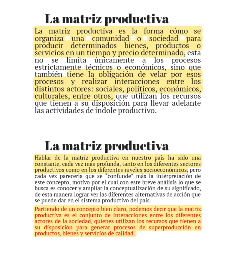 Definición de Matriz Productiva | PDF