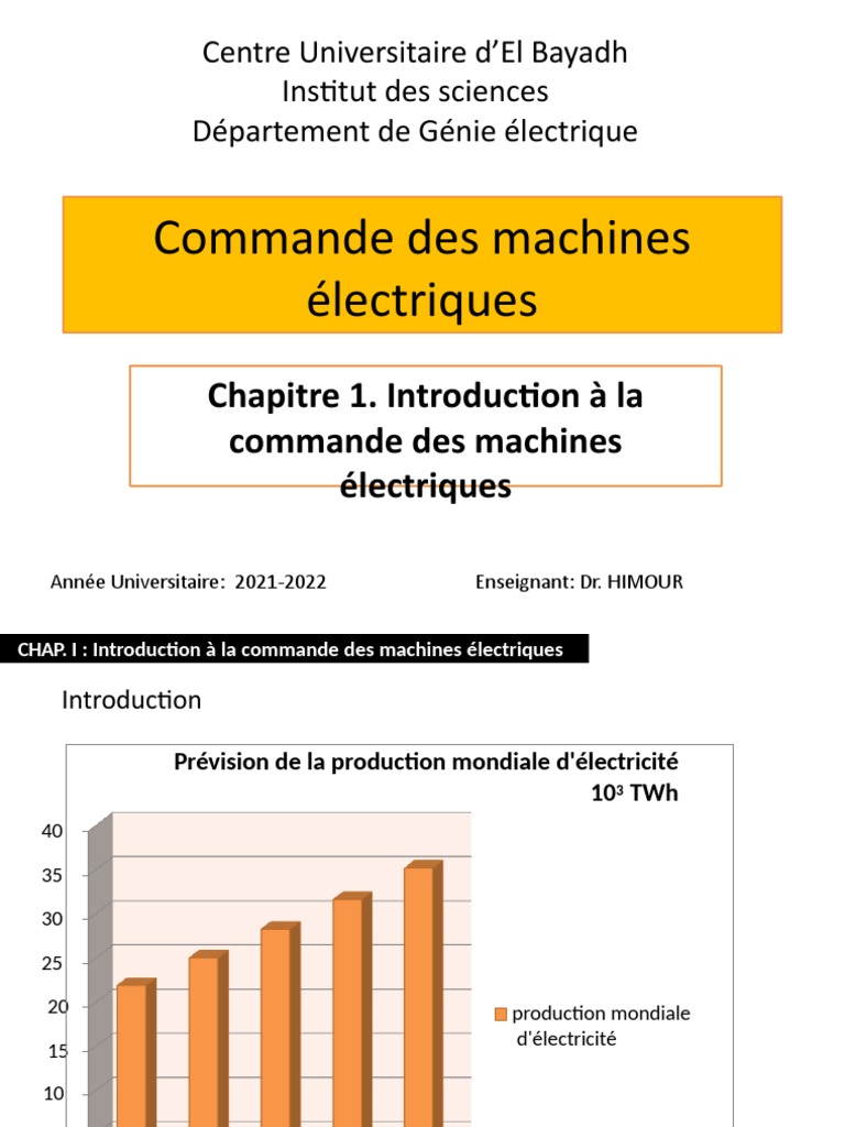 CHAPITRE 1 Introduction à La Commande Des Machines | PDF | Automatisation | Moteurs
