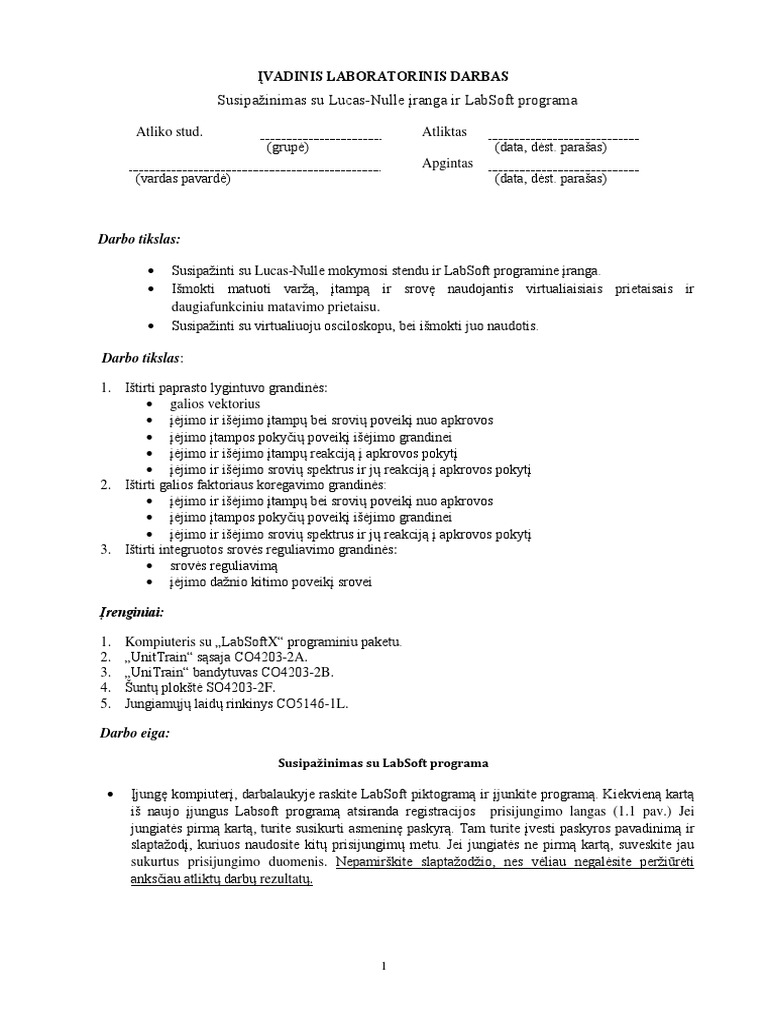 Įvadinis Laboratorinis Darbas | PDF