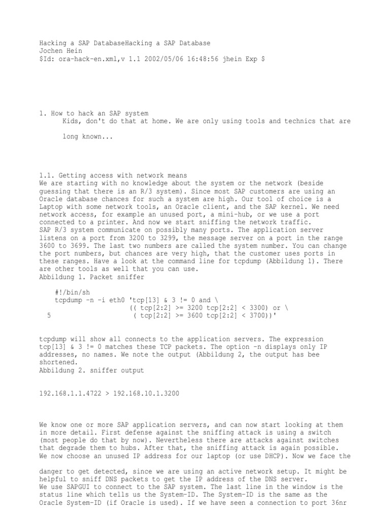 Hacking A SAP Database | PDF | Port (Computer Networking) | Oracle Database