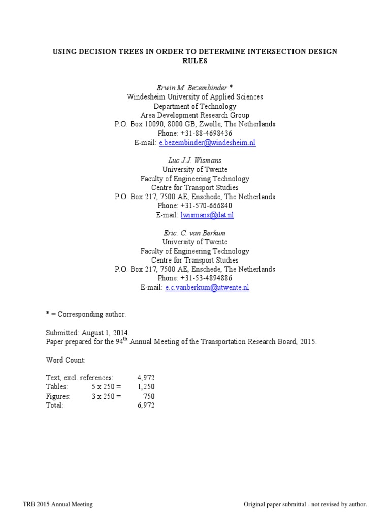 Using Decision Trees in Order To Determine Intersection Design Rules | PDF | Dependent And ...