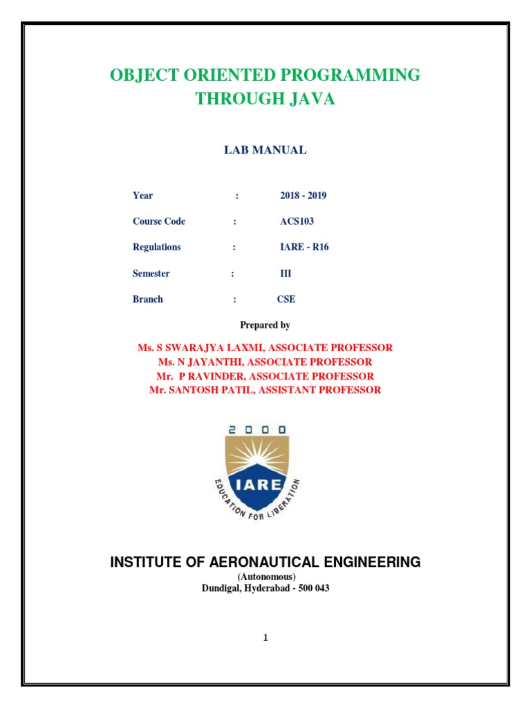 Iare Java Lab Manual | PDF Iare Java Lab Manual | PDF