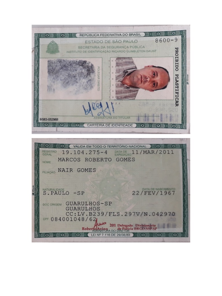 RG MARCOS - Frente e Verso | PDF