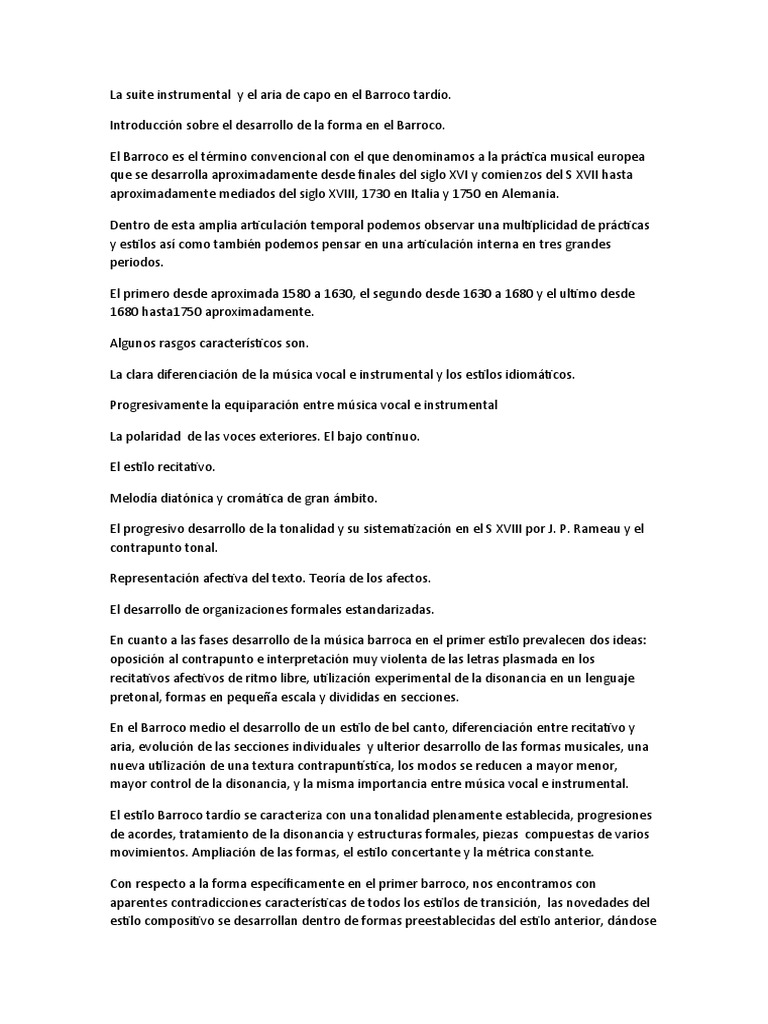 Evolución de la Suite Musical Barroca | PDF | Suite (Música) | Musica ...